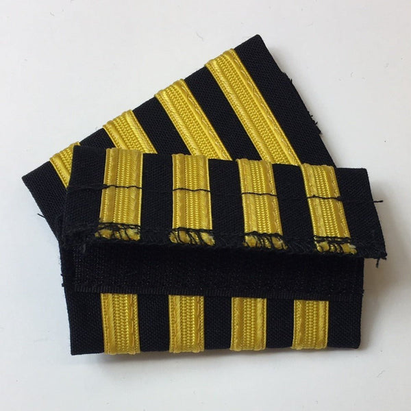 3/8" Gold Nylon Velcro Black Epaulets - M&H Uniforms