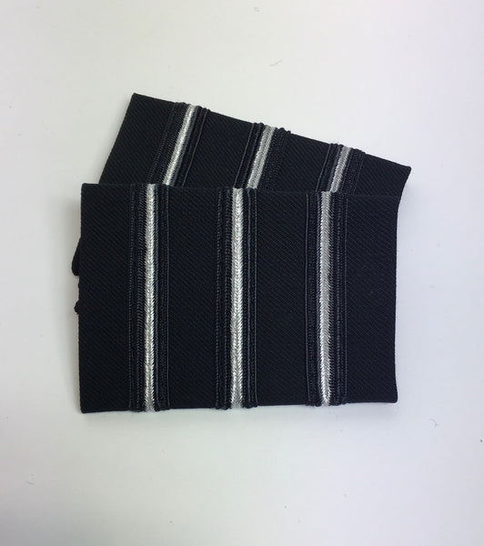 3/8" Navy with Silver Inlay Velcro Basic Blue Epaulets - M&H Uniforms