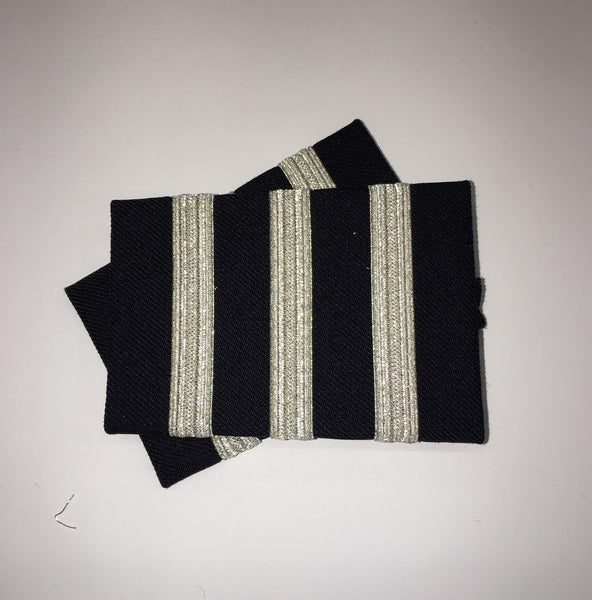 3/8" Silver Metalic Velcro Black Jacket Epaulets - M&H Uniforms